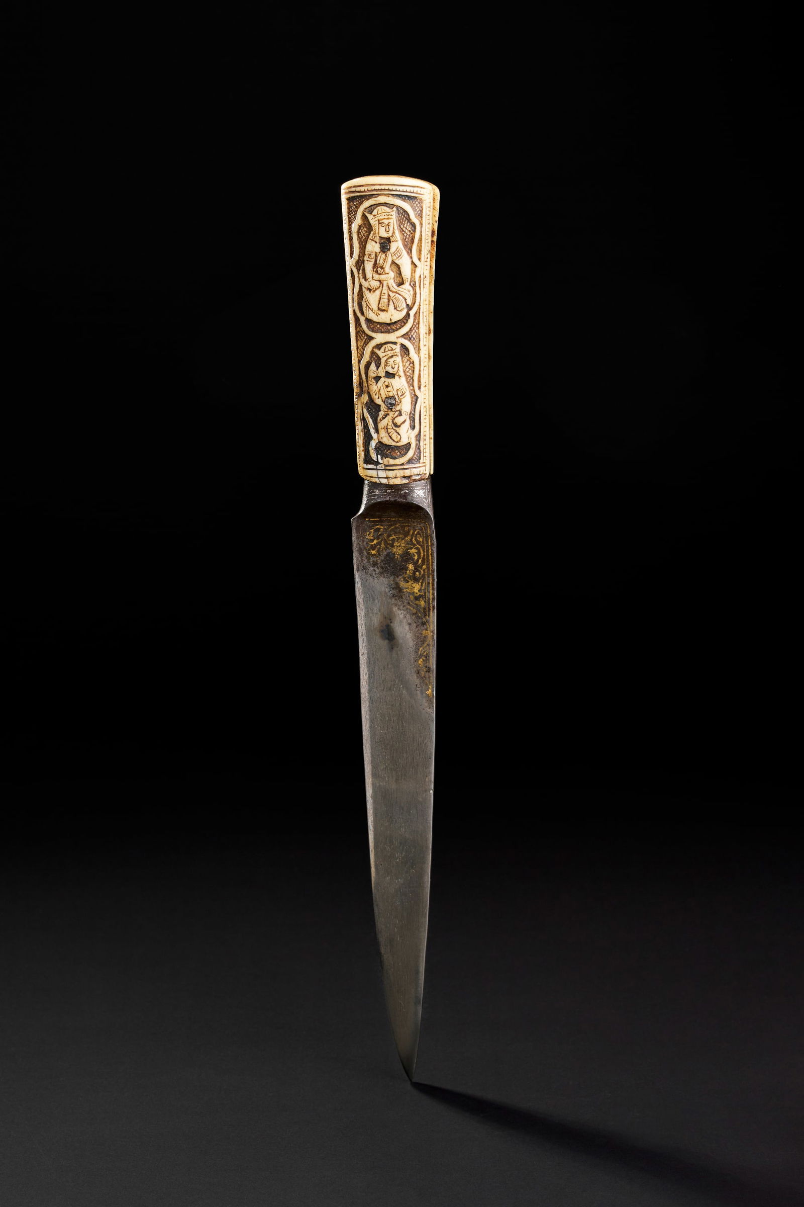 An Early 19th Century Qajar Bone Hilted Dagger With Silver And Gold ...