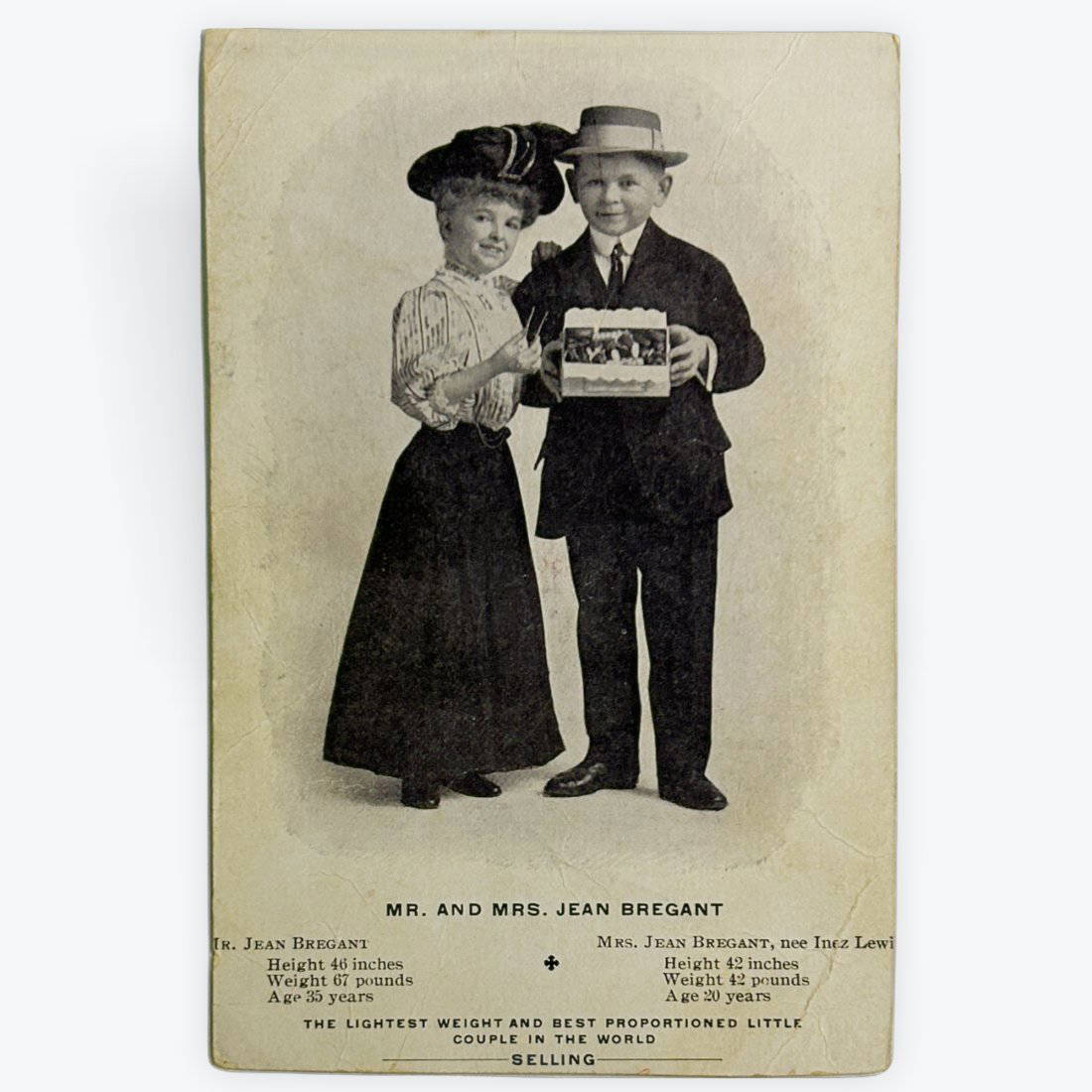 Ca. 1915 Rppc Of Vaudeville Performer Jean Bregant And Wife Inez Auction