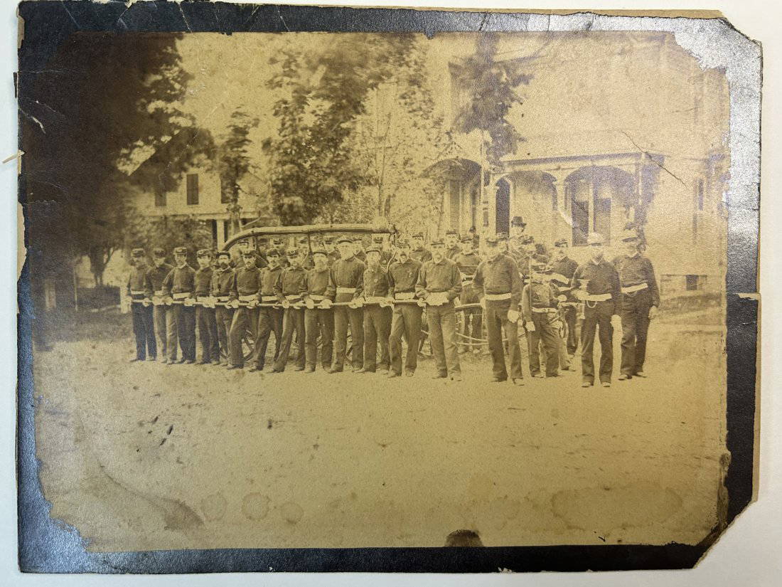 Rare Ca. 1870's Fire Brigade Image On Card With Midget Firefighters Auction