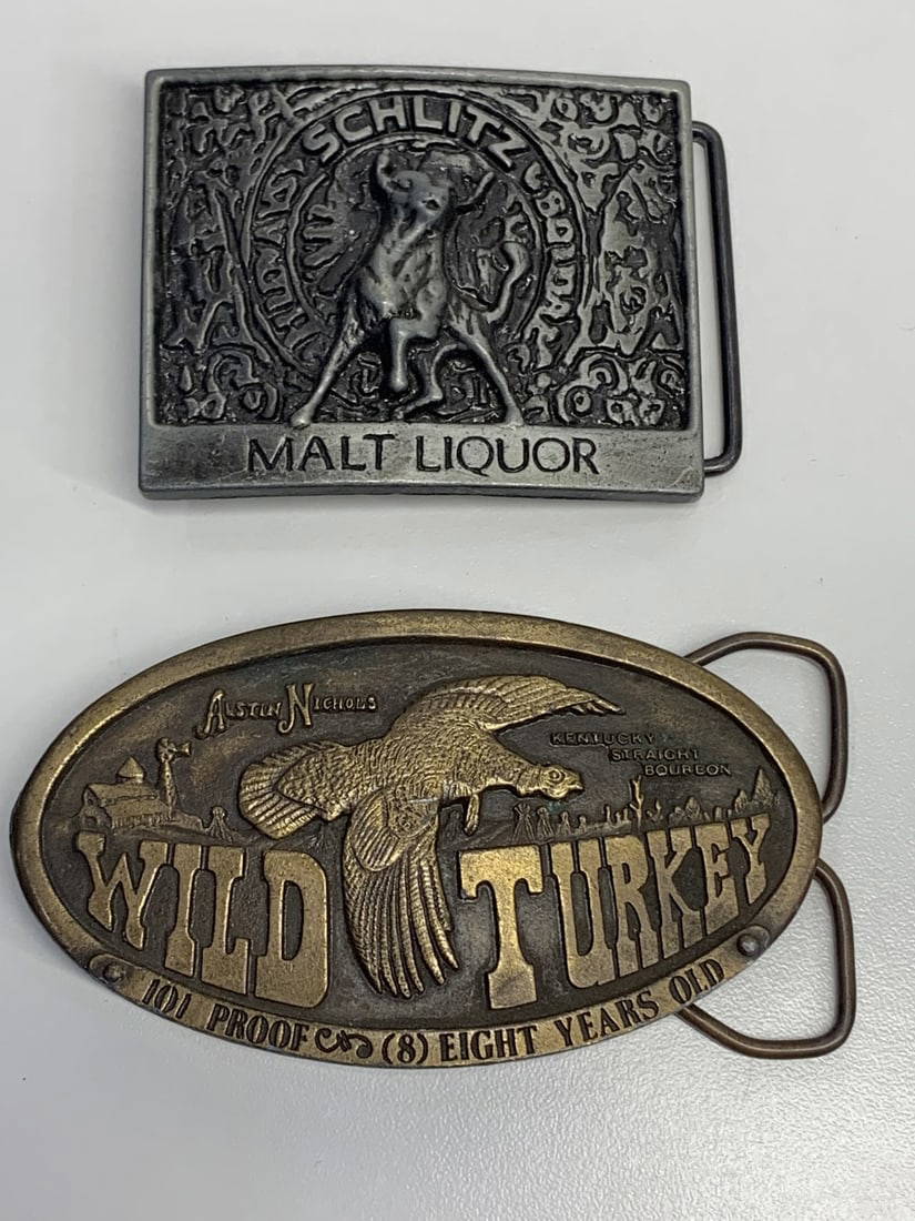 Schlitz Malt Liquor Vintage Belt Buckle & Wild Turkey Bourbon Bergamot ...