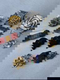 Collection Of Military And Other Medals/pins One Silver Filled , Rifle ...