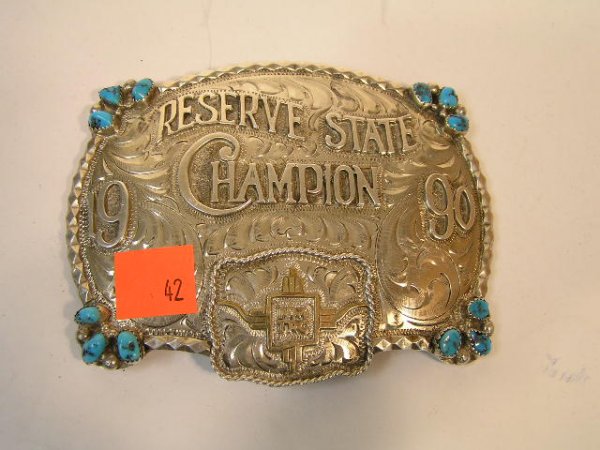 42: FANTASTIC PRO RODEO BELT BUCKLE.RESERVE STATE CHAMP