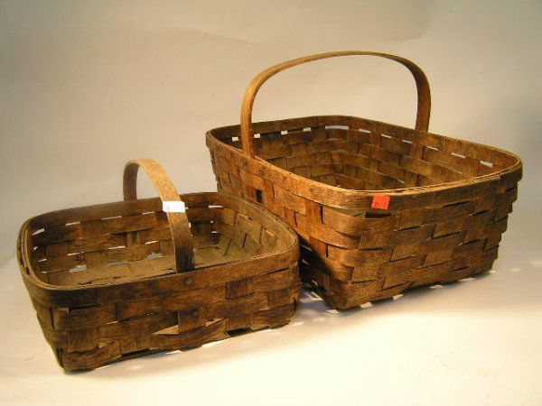 Antique Oak Splint Gathering Baskets