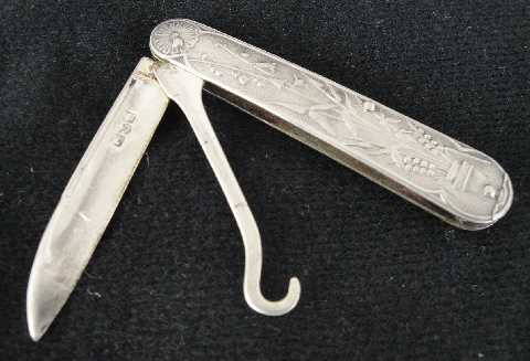 Antique Sterling Silver Pocket Knife Ornate