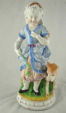 Parian Figurine Girl With Dog