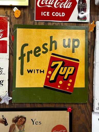 7up Hand Painted Wood Sign