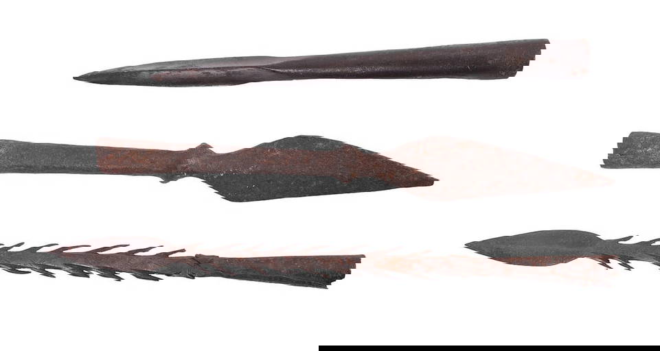 Three Antique Iron Lance Points (dsc)
