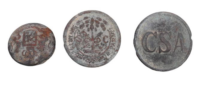 Three Rare Confederate Civil War Buttons (jas) Auction