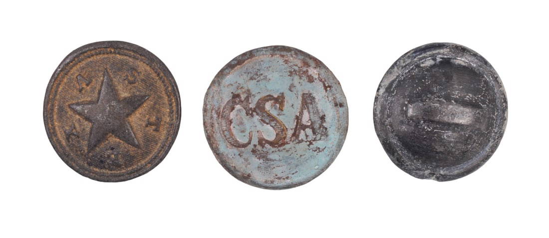 Three Rare Confederate Civil War Buttons (jas) Auction