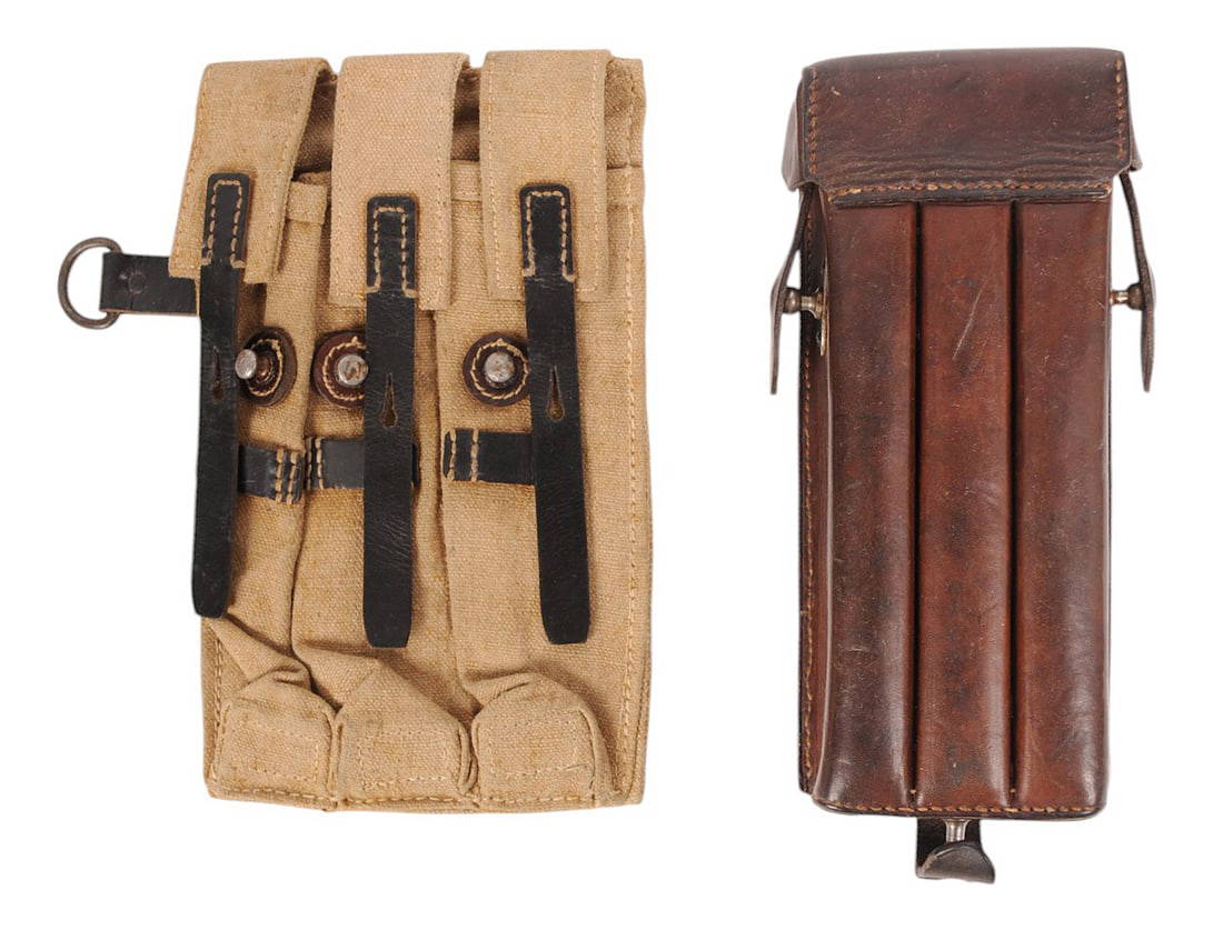 *german Wwii Mp38 / Mp40 Tropical / Rare Mp18 Leather Magazine Pouch ...