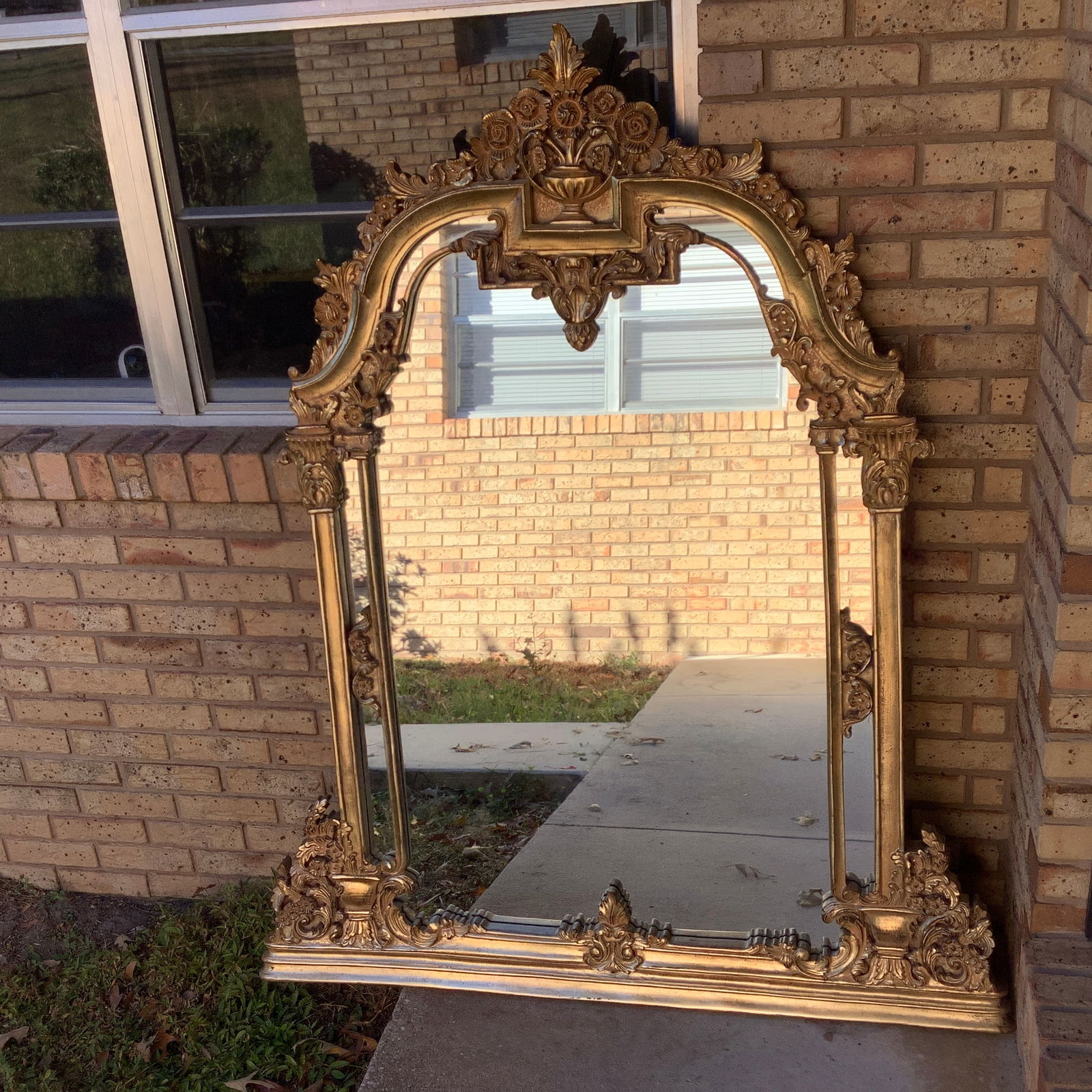 Large Ornate Mirror, Gold Frame With Urns, Flowers And Scrollwork Auction