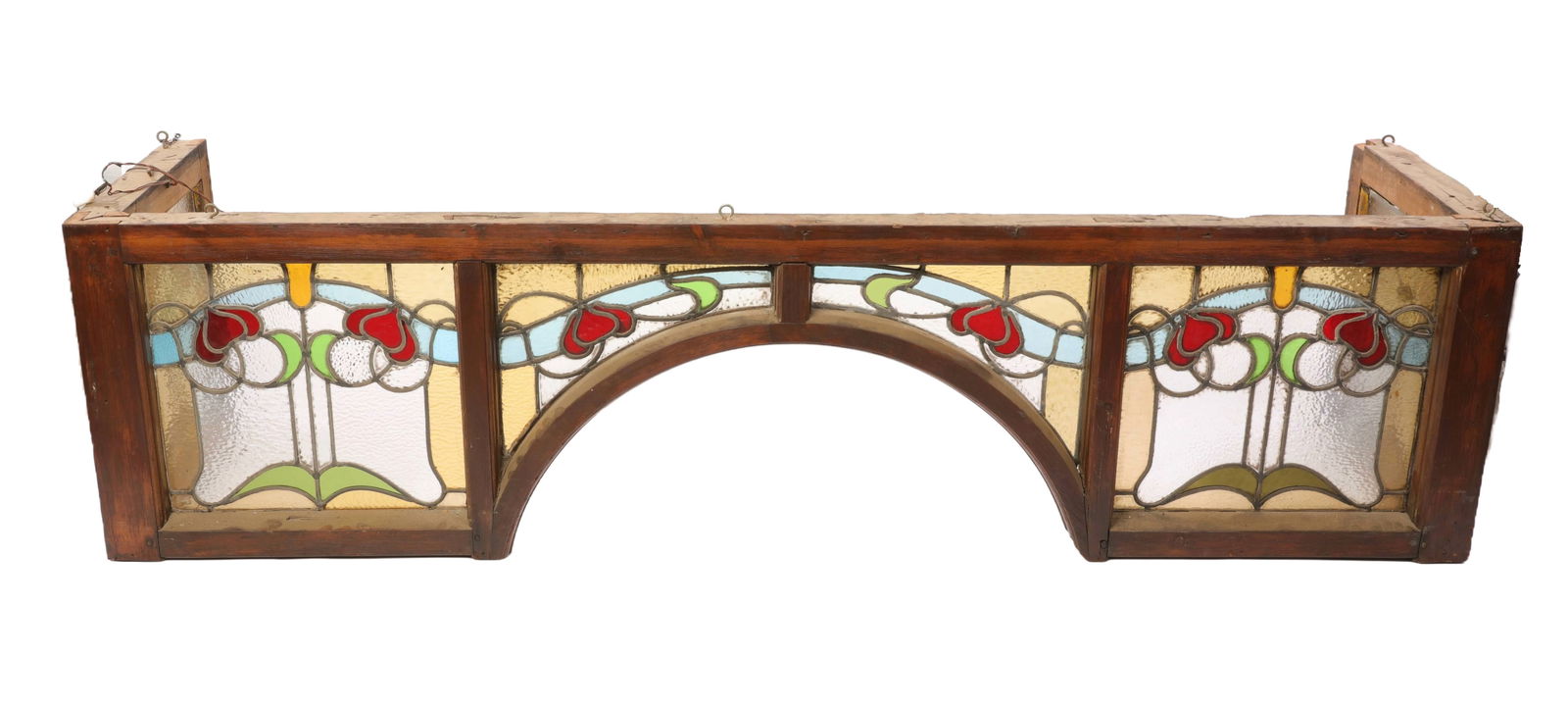 Art Nouveau Stained Glass Window Box Transom 3-sided Auction