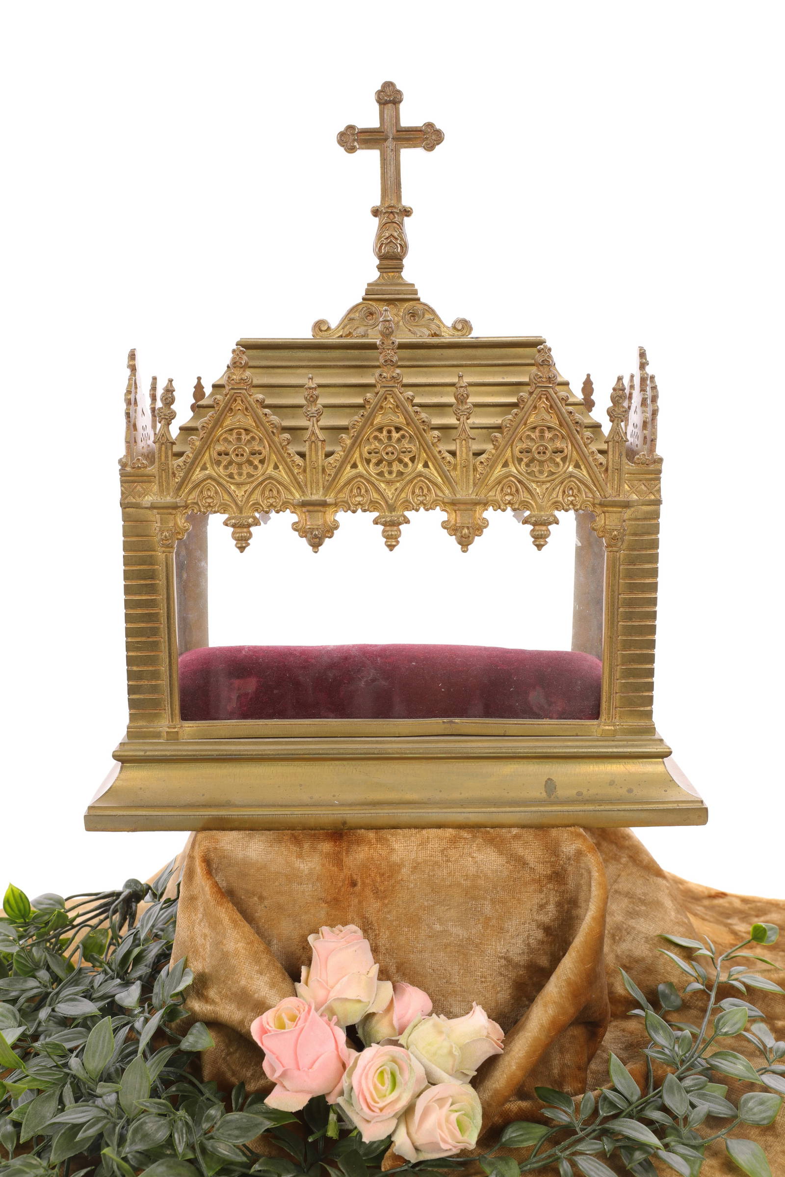 Antique Gilt Brass Gothic Reliquary Casque Religious Fereter Auction