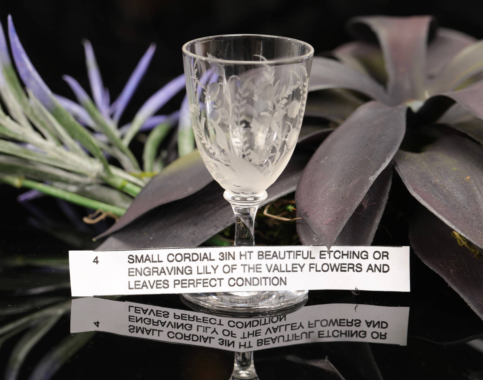 Antique Etched Glass Cordial Lily Of Valley Auction