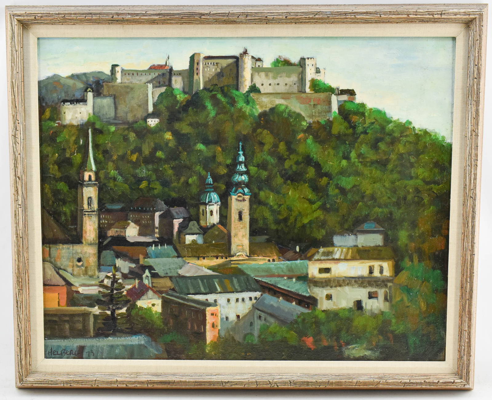 Pat Helberg Salzburg Castle Original Oil Painting Auction