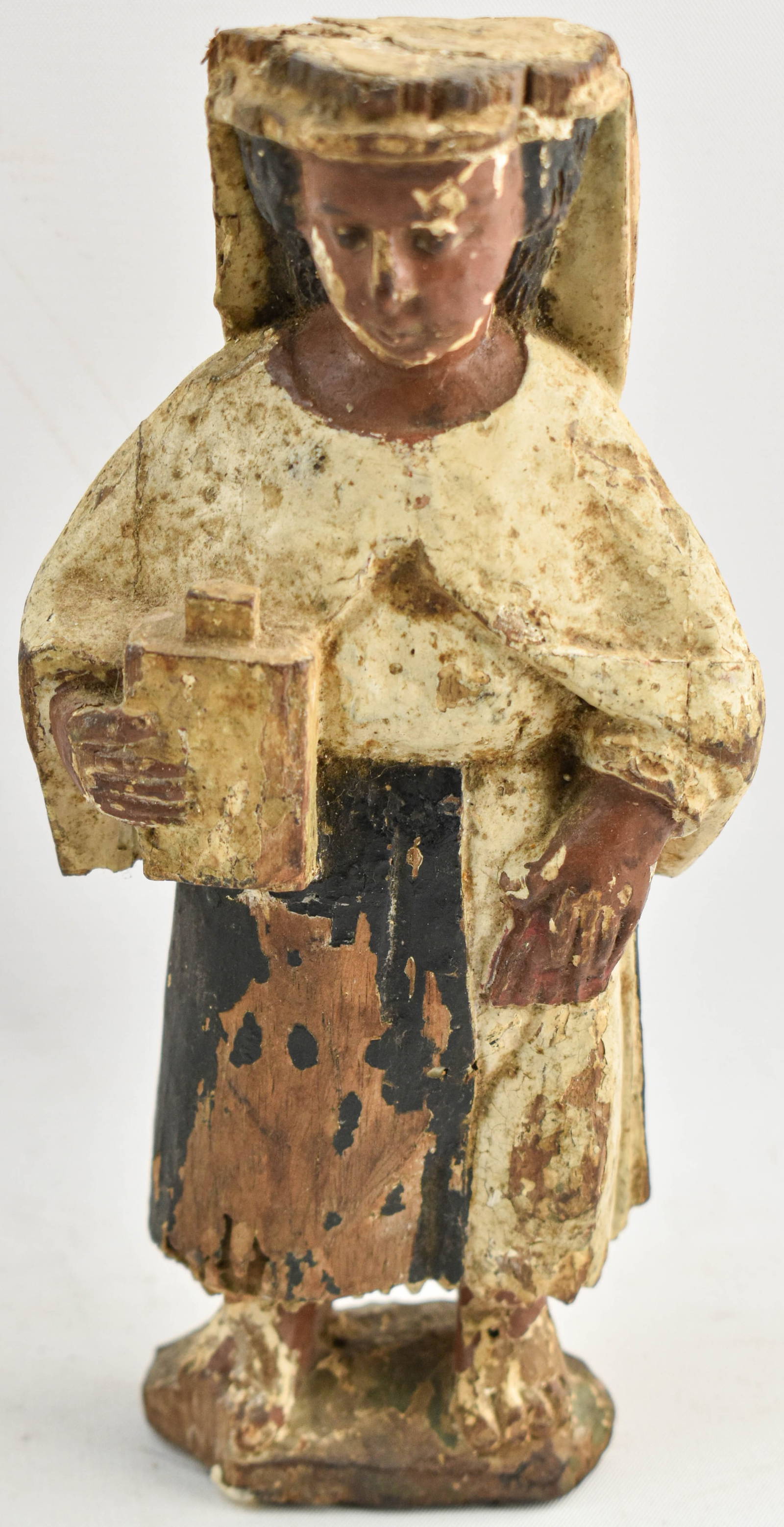 Antique Female Santos Carved Wood Folk Figure Auction