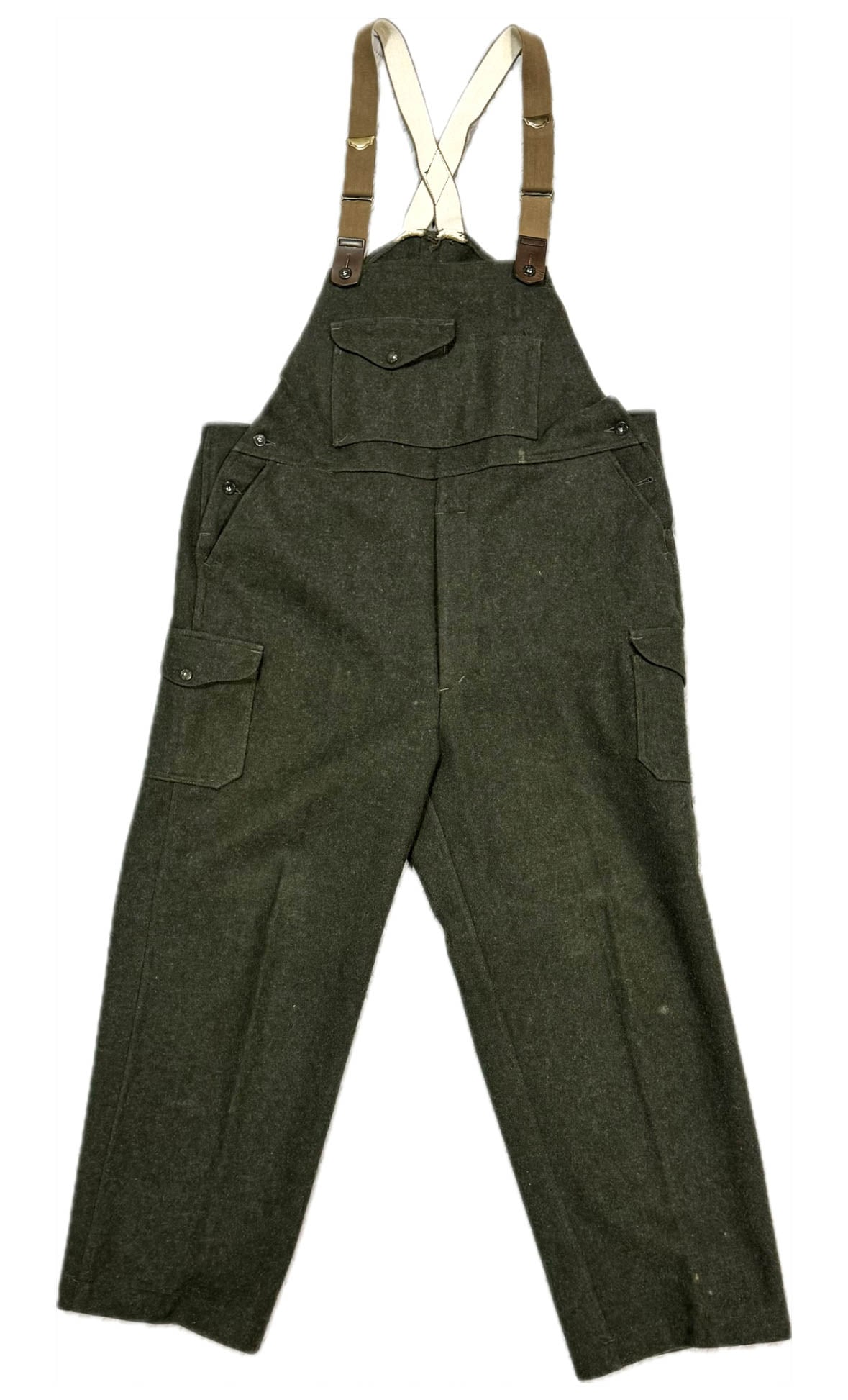Filson Olive Drab Men's Mackinaw Wool Overalls, Size 48 Auction