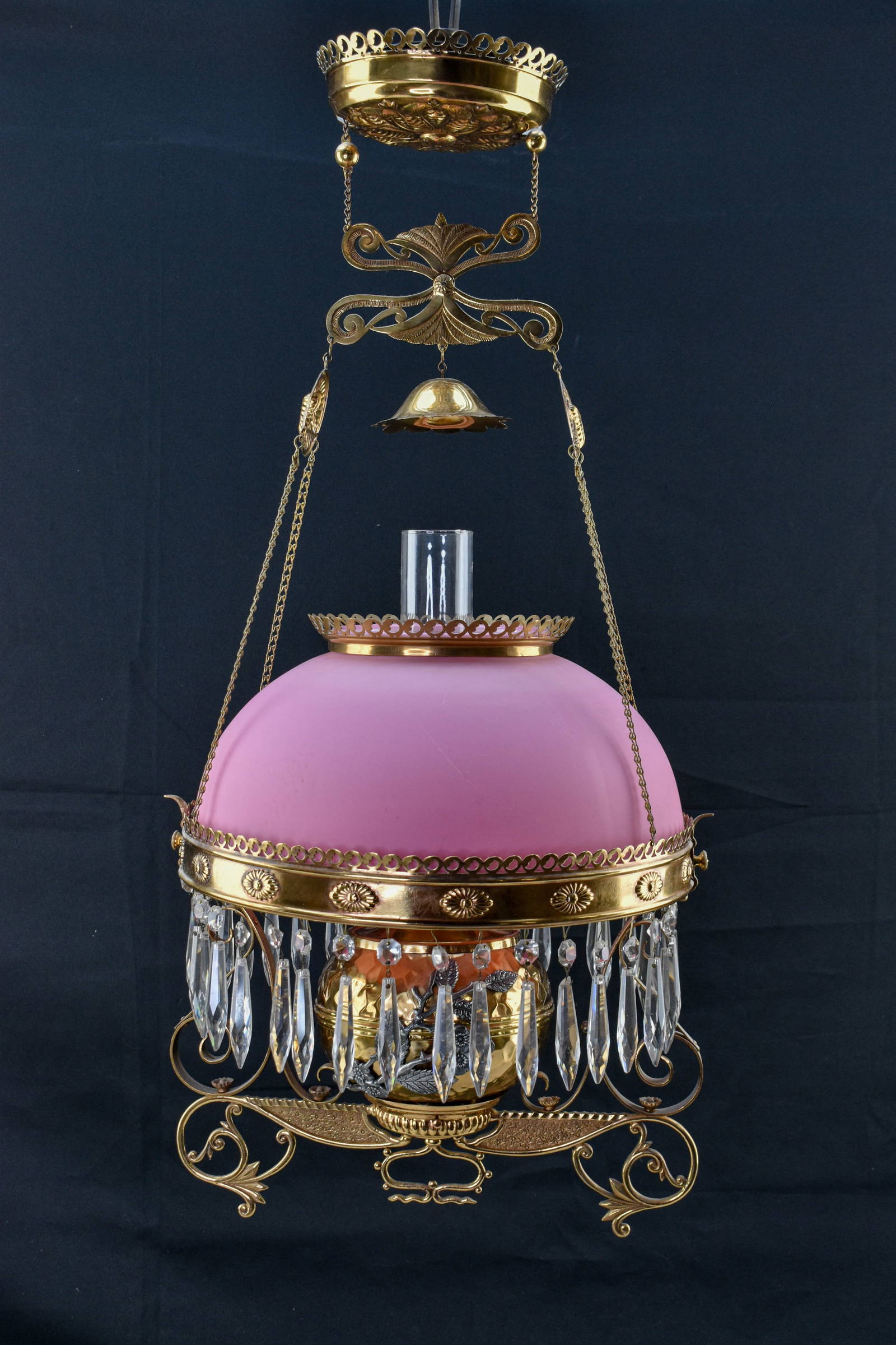 Antique Victorian Parlor Lamp With Matte Pink Glass Shade Auction