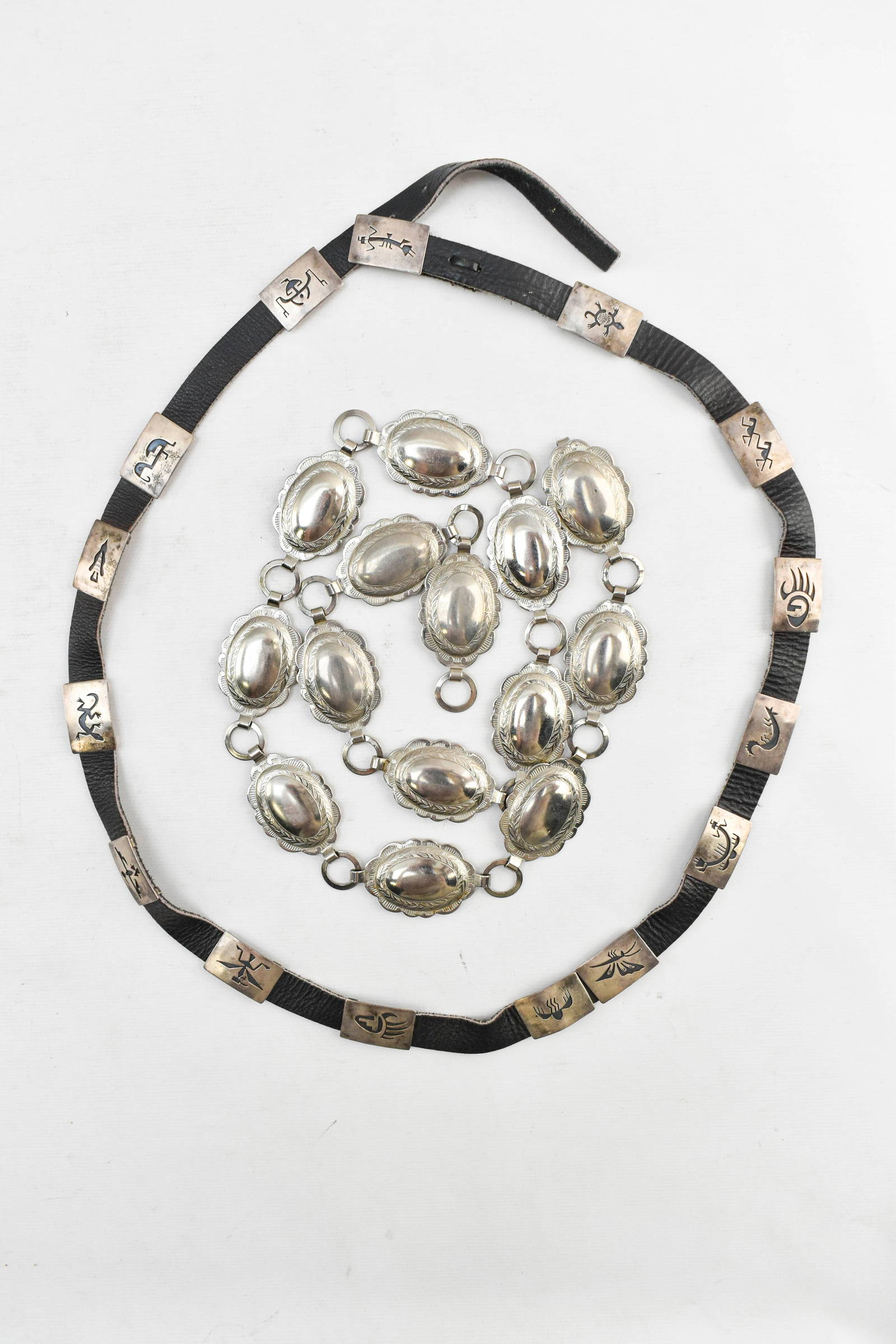 Hopi Silver Concho Belt & Silver Medallion Concho Belt Auction