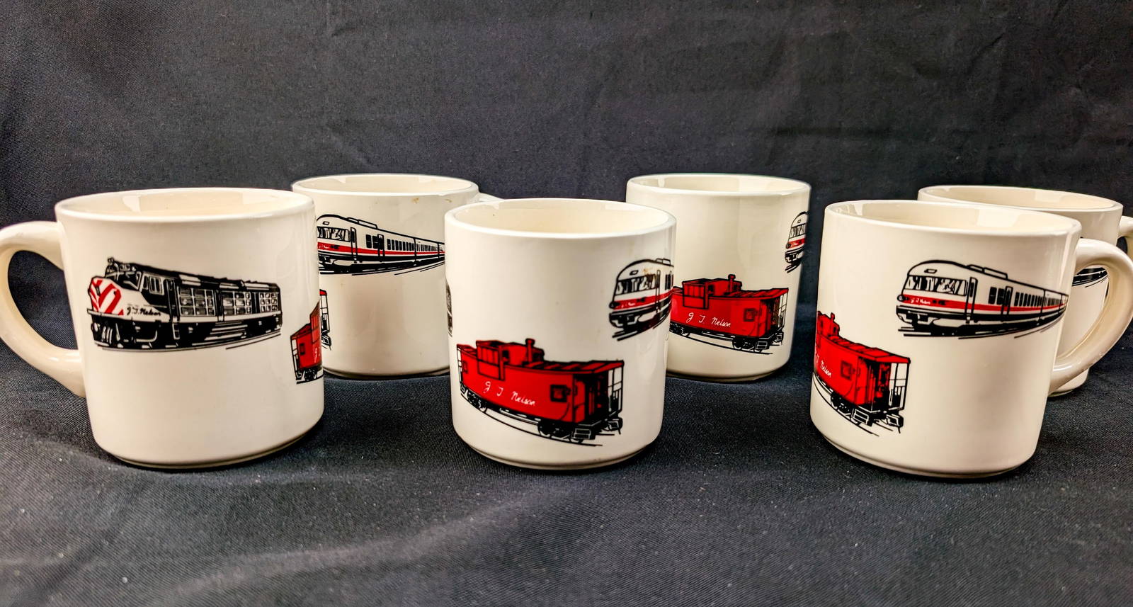 Set Of 6 Vintage Railroad Themed Mugs Auction