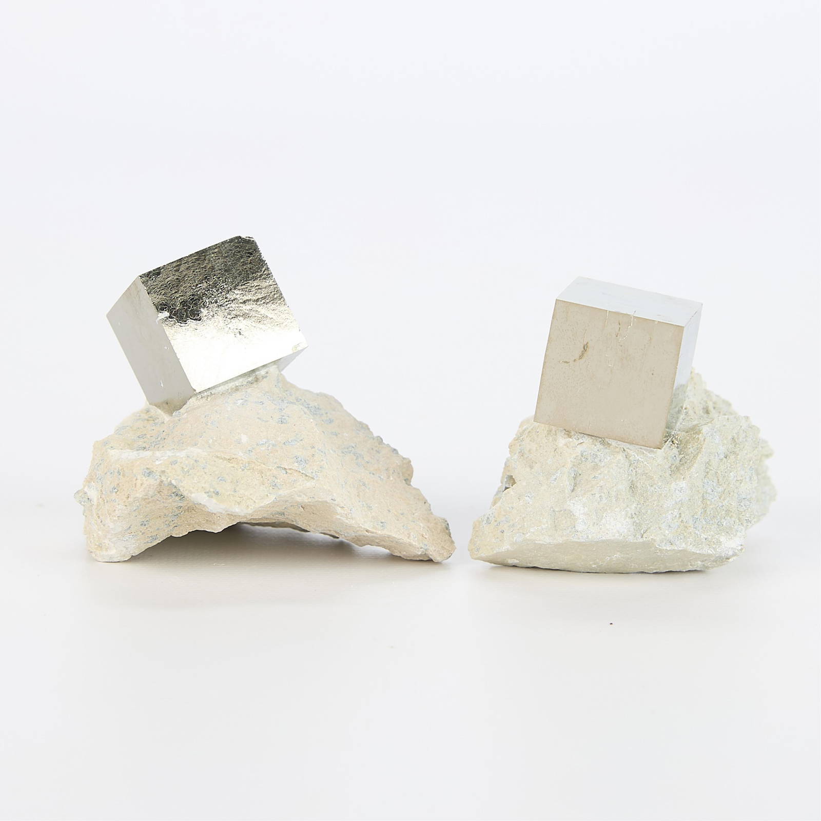 2 Pyrite Mineral Cubes In Matrix Auction