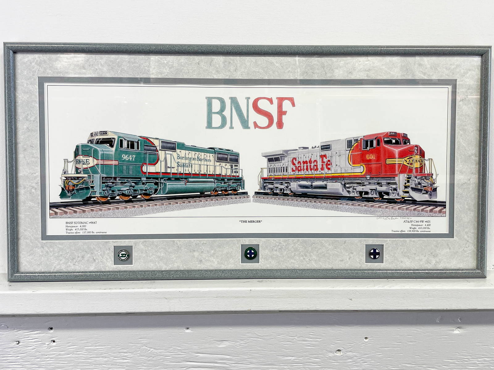 Burlington Northern Santa Fe "the Merger" Print W/ Pins Auction
