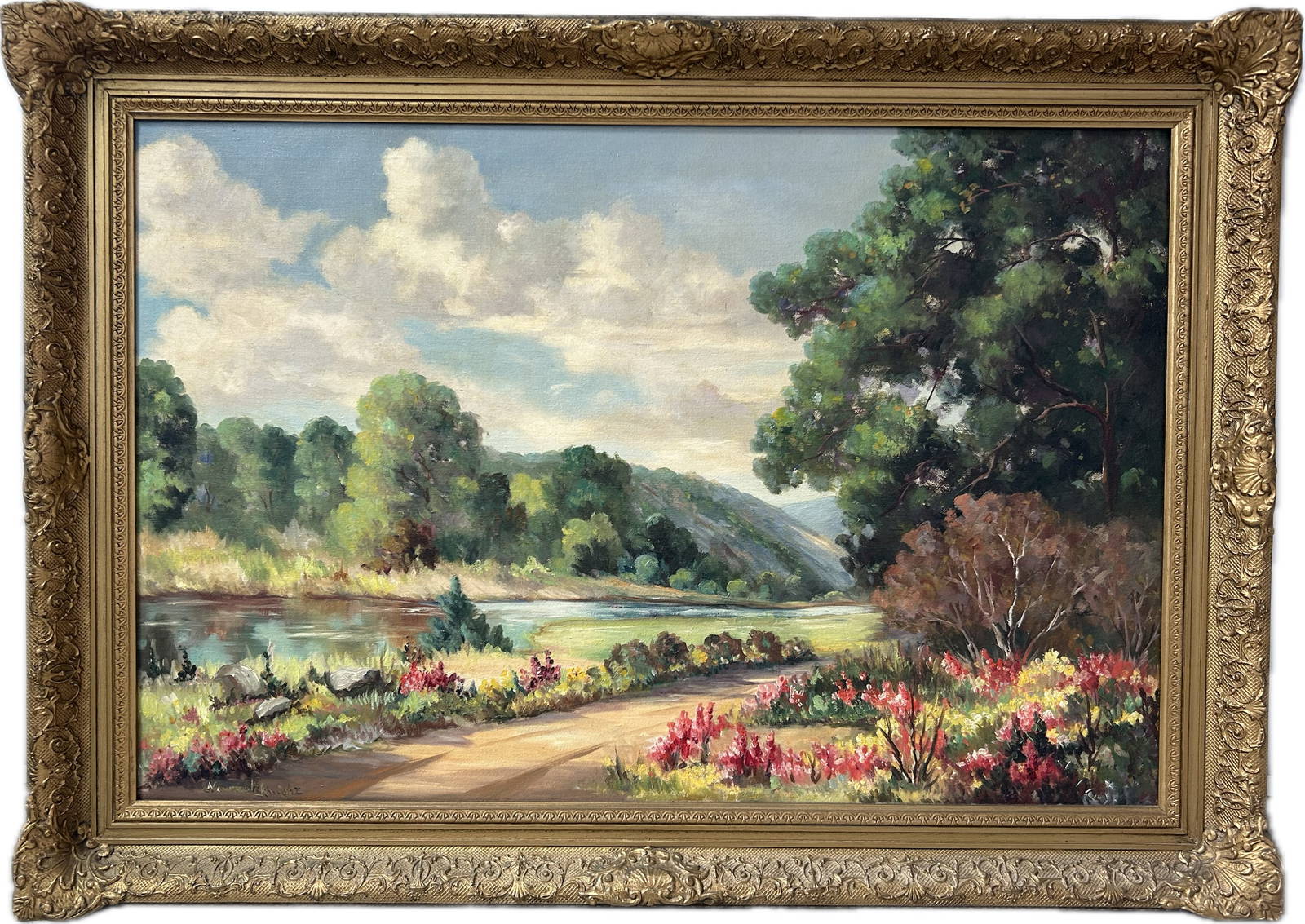 Normah Knight (texas, 1910-2005) Oil Painting On Board, Blooming ...