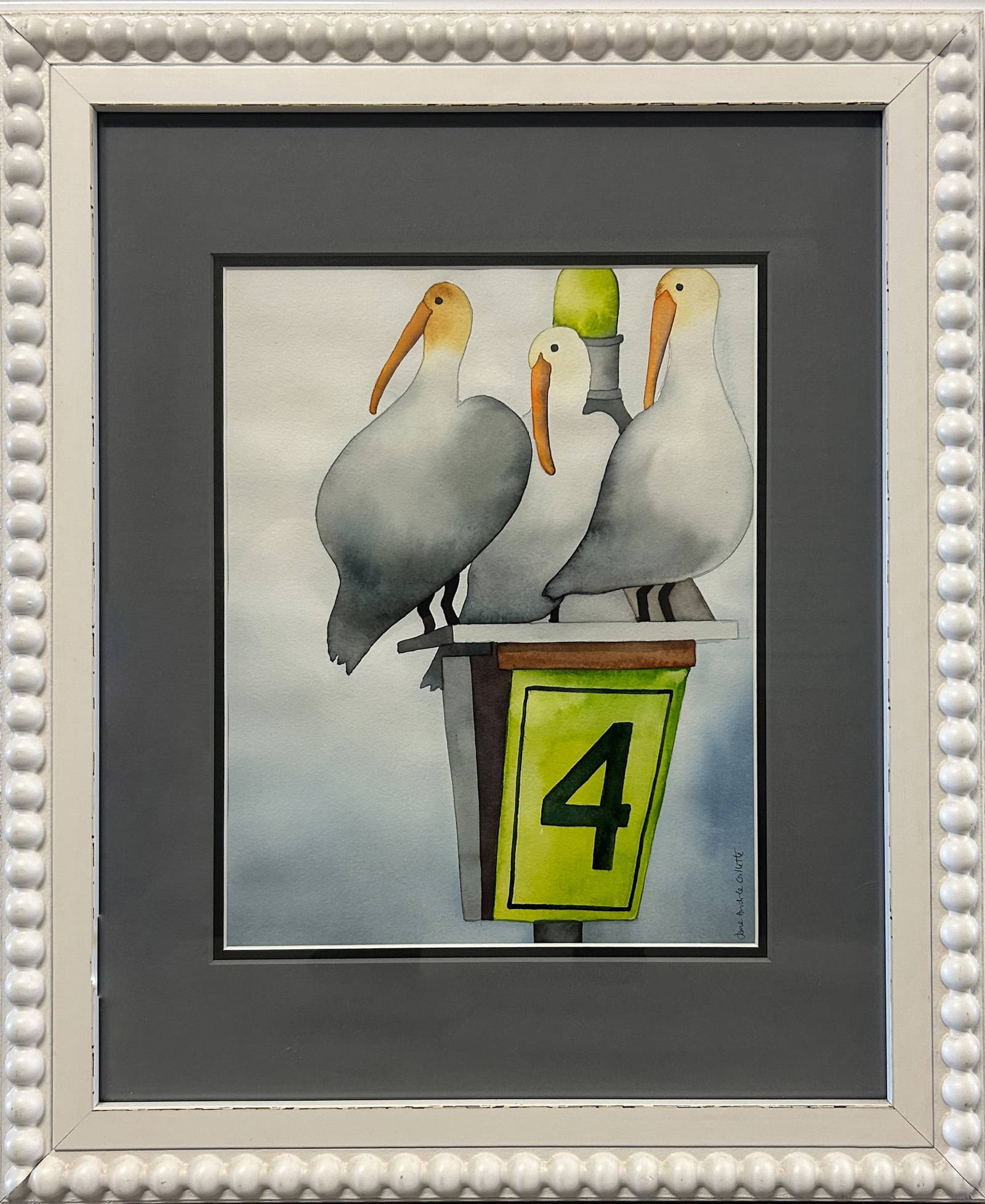 Jane Gillette (texas, 21st Century) Watercolor On Paper, Birds On Ocean ...