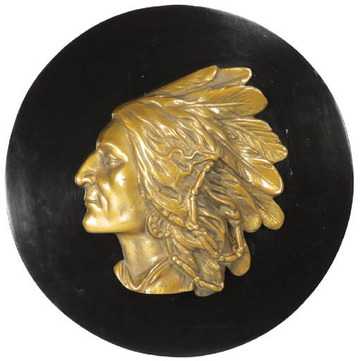 Embossed Brass Native American Wall Plaque