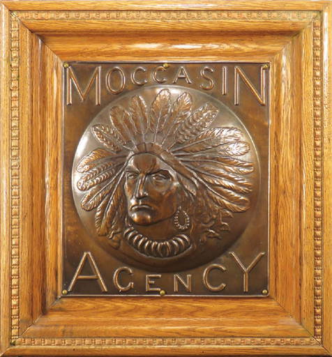 Moccasin Agency Embossed Copper Sign
