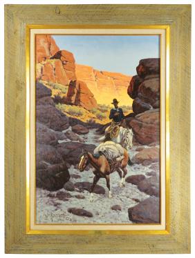 RARE JOHN WAYNE PORTRAIT PAINTING BY ROY HAMPTON