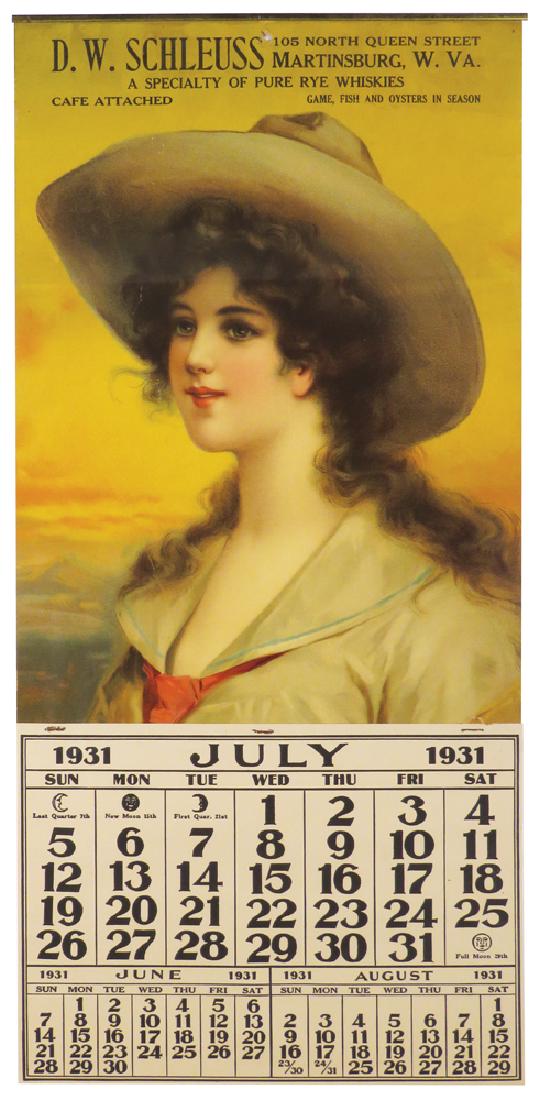 1931 Calendar for D.W. Schleuss-Martinsburg, W.Va