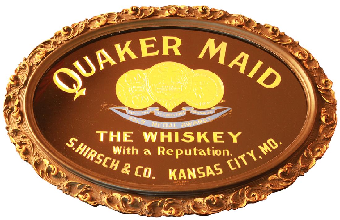 Quaker Made Whiskey Reverse Glass Sign