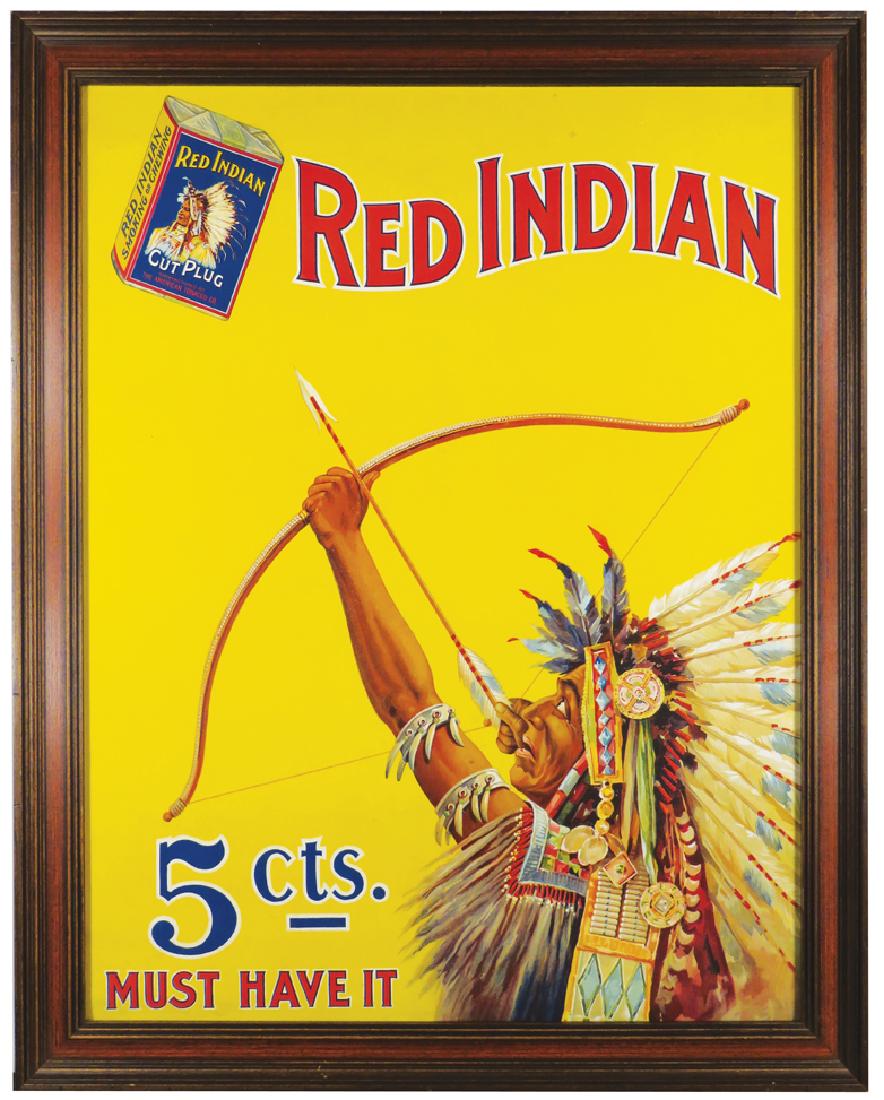 Red Indian Cut Plug Tobacco Paper Sign