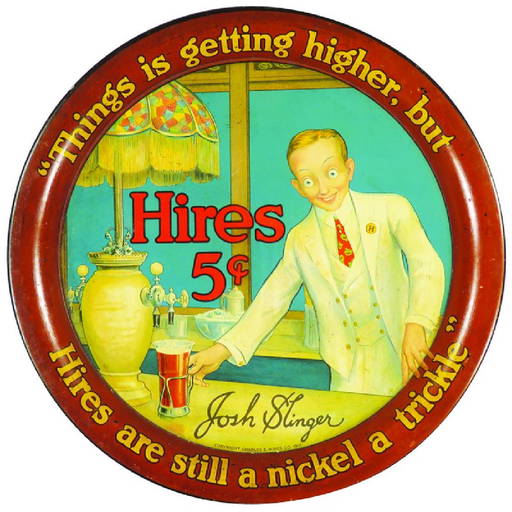 1915 Hires Root Beer Tin Serving Tray
