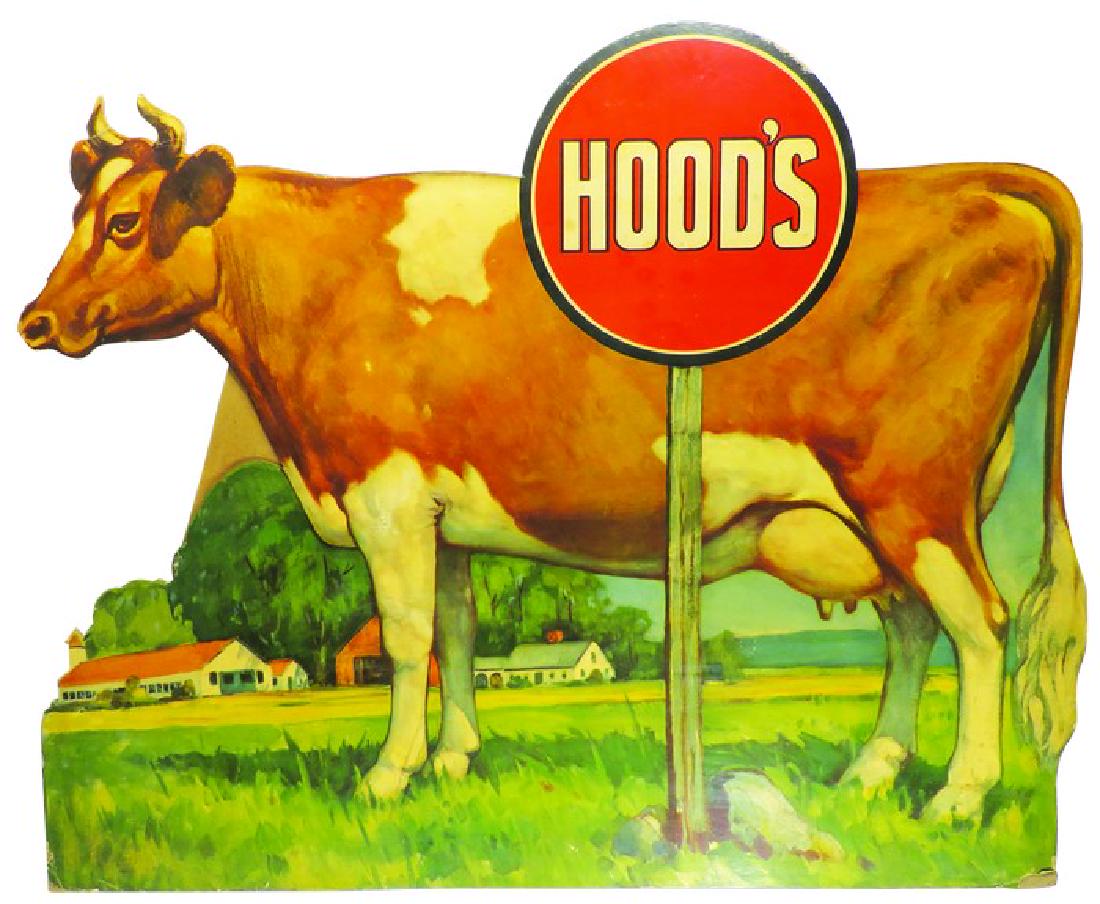 Hood's Dairy Cow Die Cut Cardboard Store Display