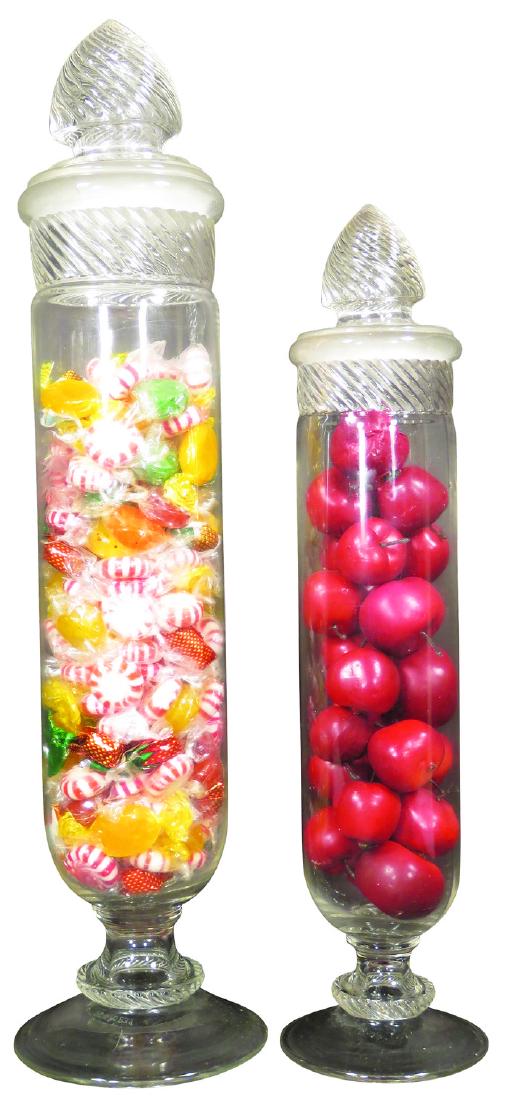 Pair of Columbia Cylinder Candy Jars