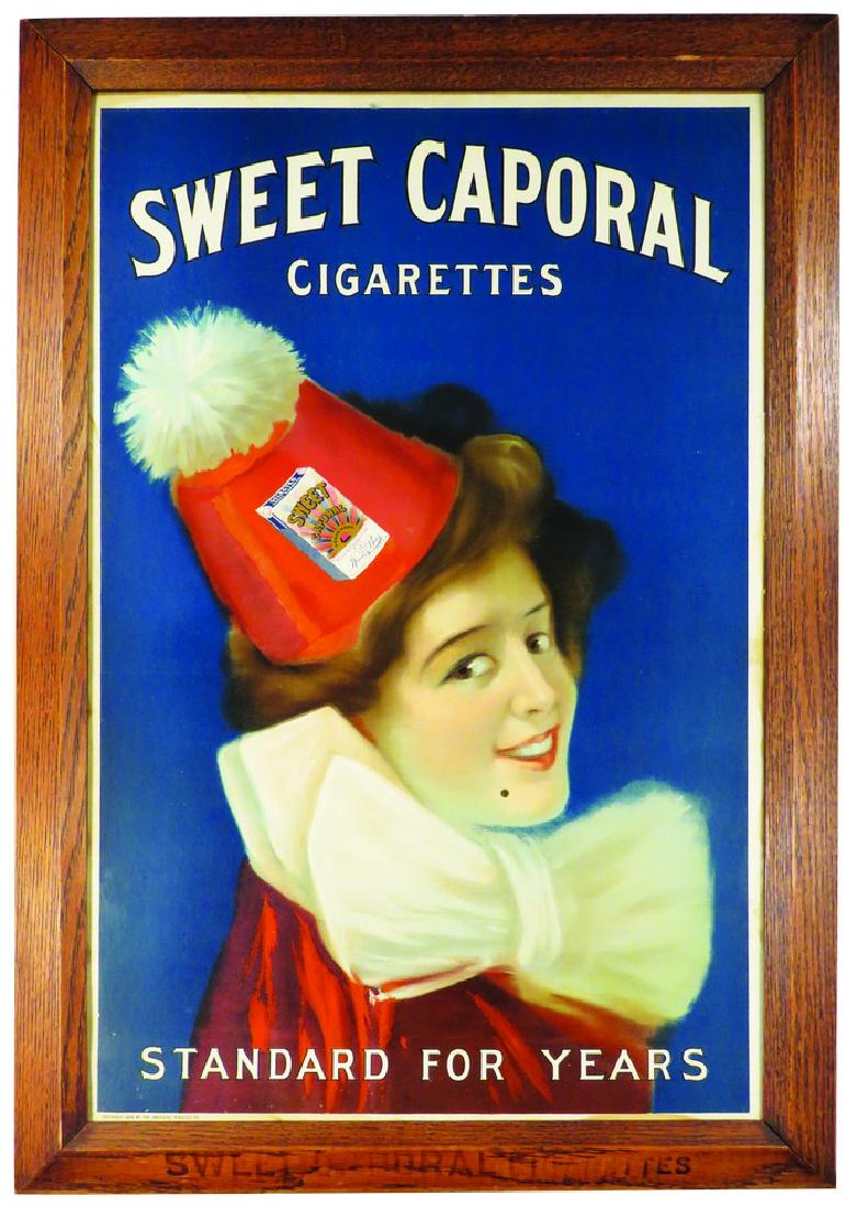 Sweet Caporal Cigarettes Sign in Original Frame