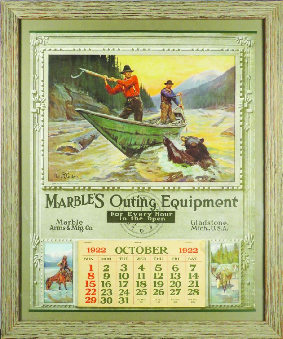 1922 Calendar for Marble's Outing Equipment