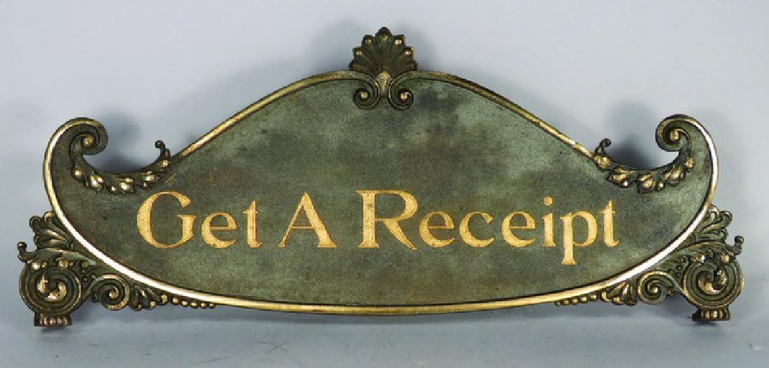 National Cash Register Large Brass Top Sign