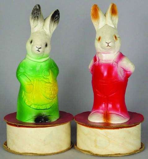 2 Composite Easter Bunny Candy Containers