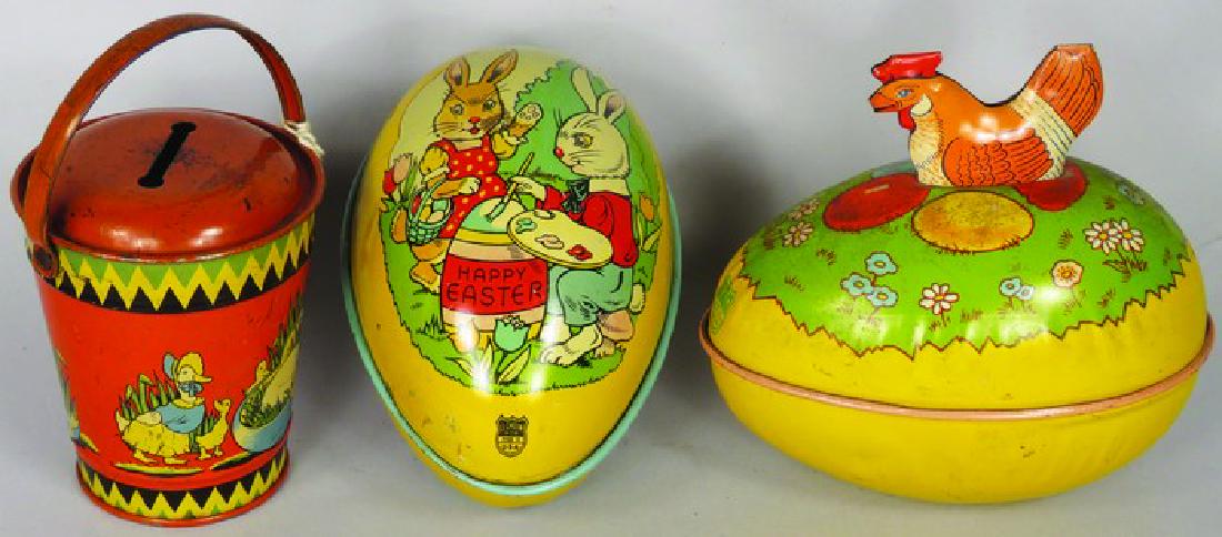 Vintage Tin Litho Easter Candy Containers