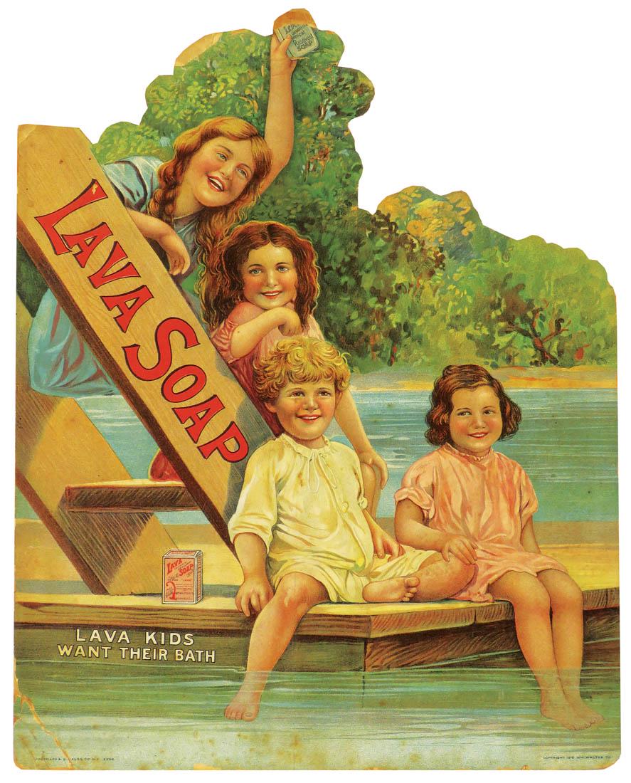 1916 Lava Soap Die Cut Cardboard Advertising Sign