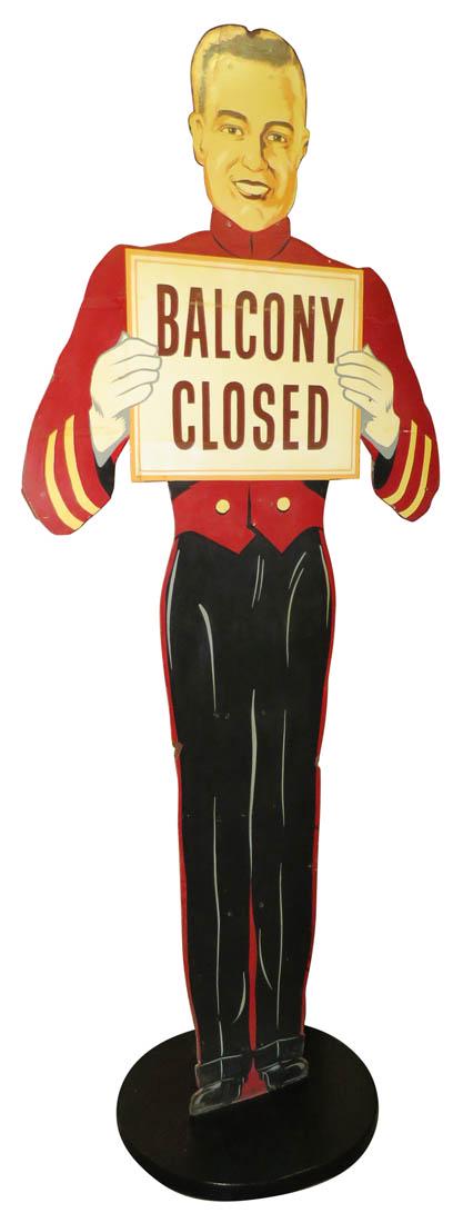 Die Cut Wood "Balcony Closed" Sign - May 10, 2019 | Showtime Auction ...