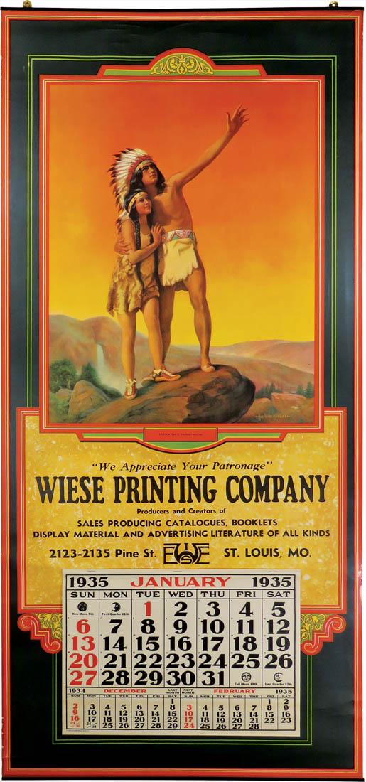 1935 Calendar for Wiese Printing Company