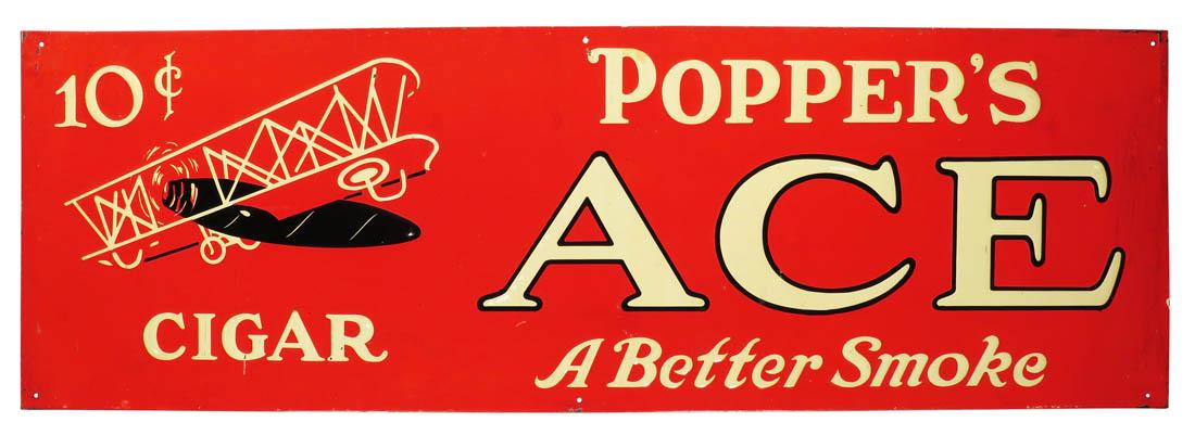 Popper's Ace Cigars Embossed Tin Sign