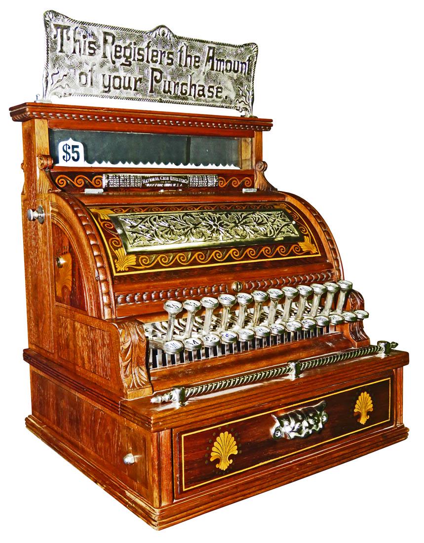 Inlaid Wood National Cash Register Model