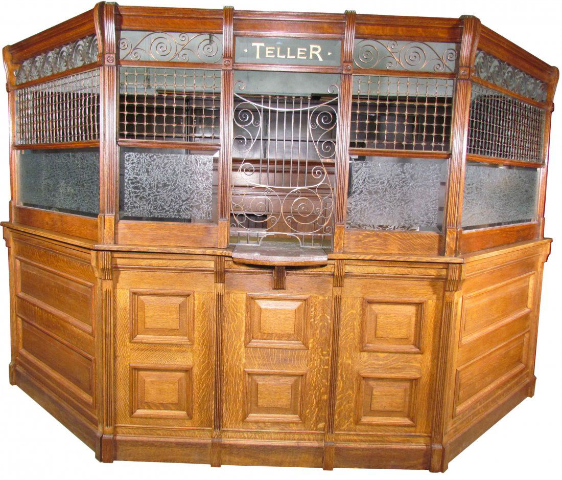 Quarter Sawn Oak Bank Teller Booth