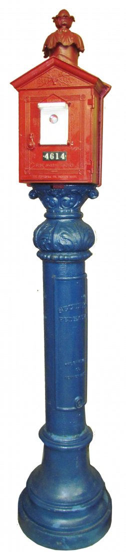 Gamewell Pedestal Red Fire Alarm Box