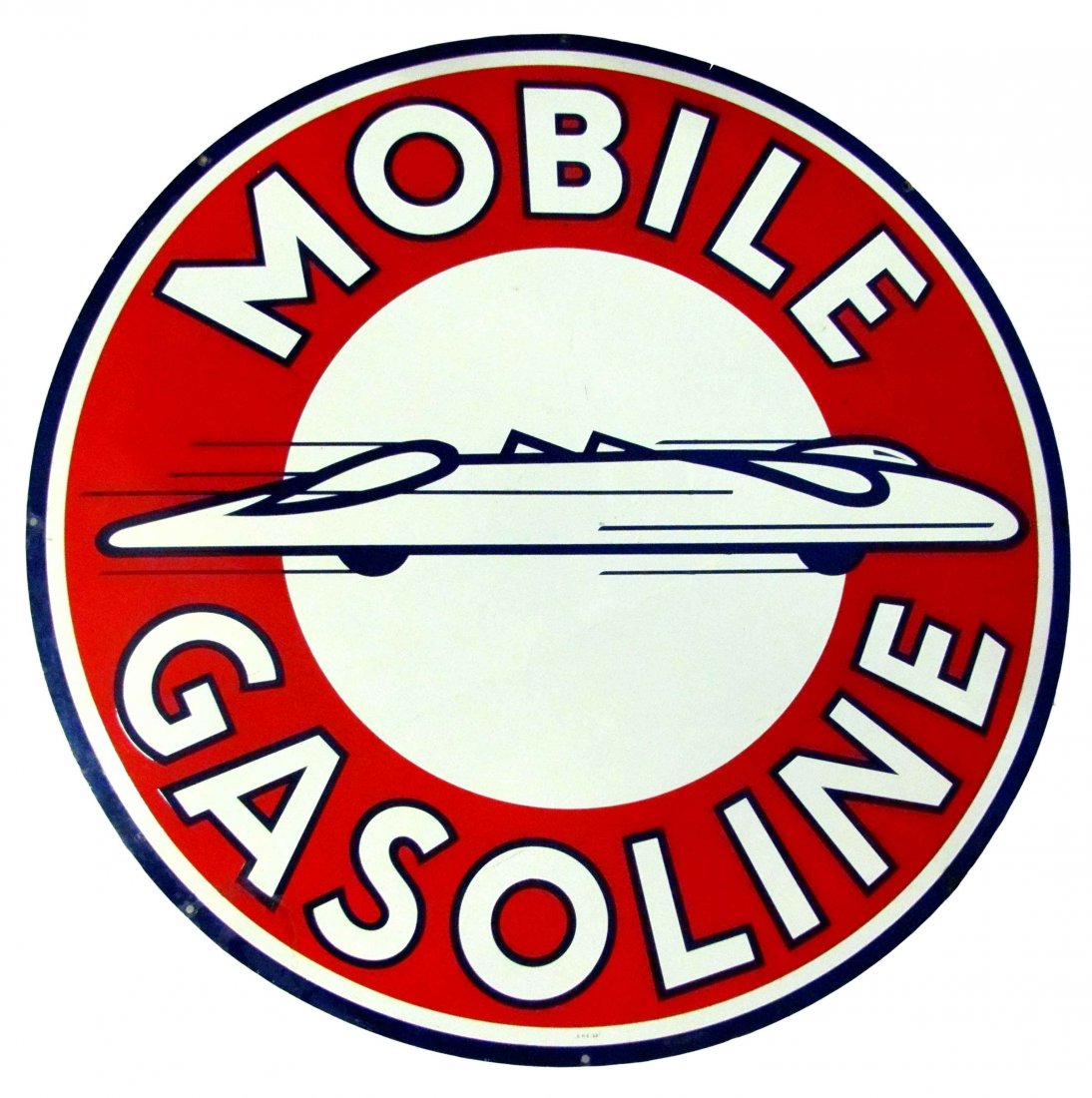 Rare Mobile Gasoline 2-Sided Porcelain Sign